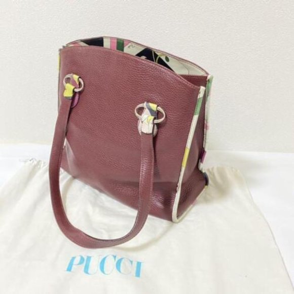 Emilio Pucci | Bags | Emilio Pucci Leather Tote Bag Pattern Logo | Poshmark